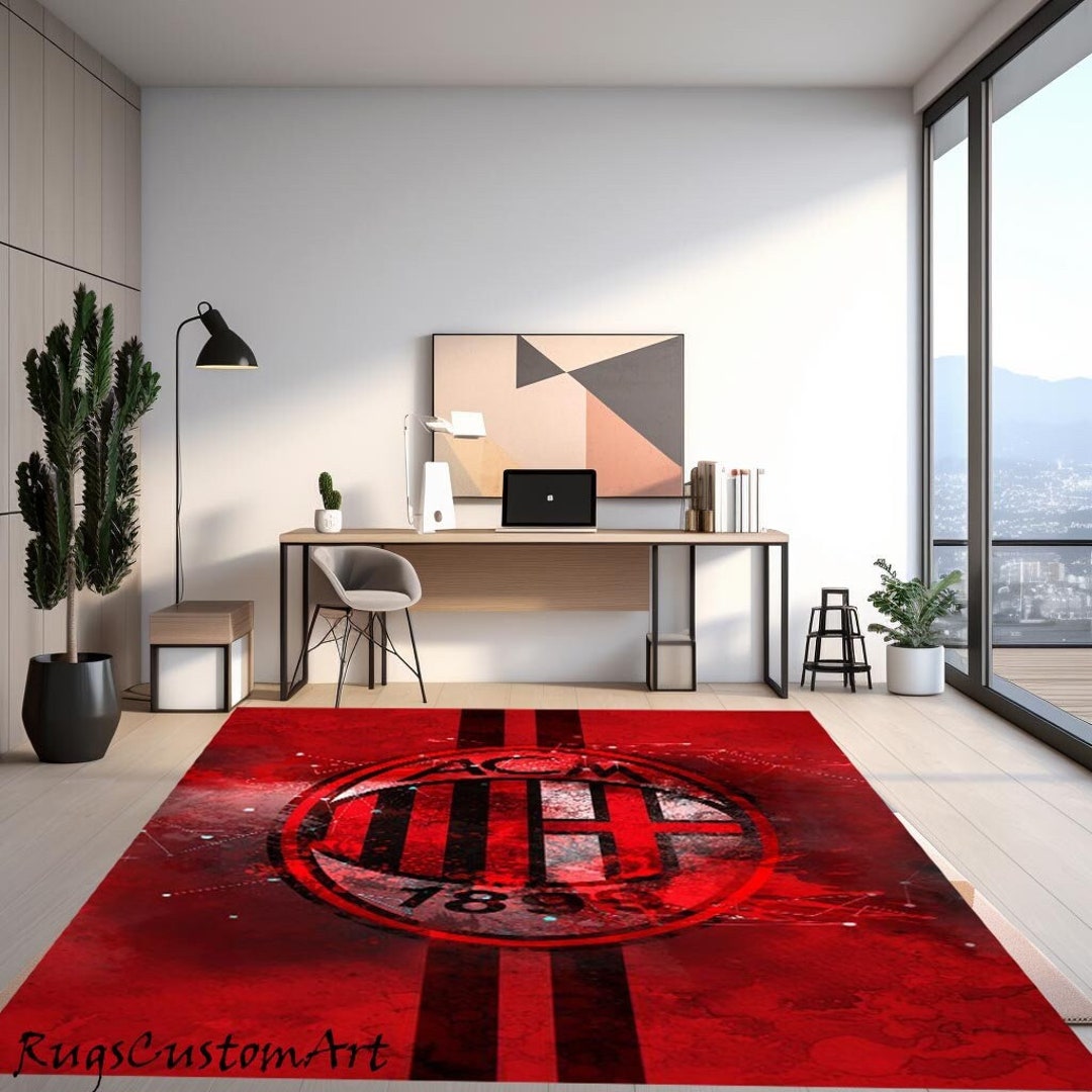 AC Milan Rug, Cute Rug, Soccer Rug, Modern Abstract Rug, 10x18 Rug ...