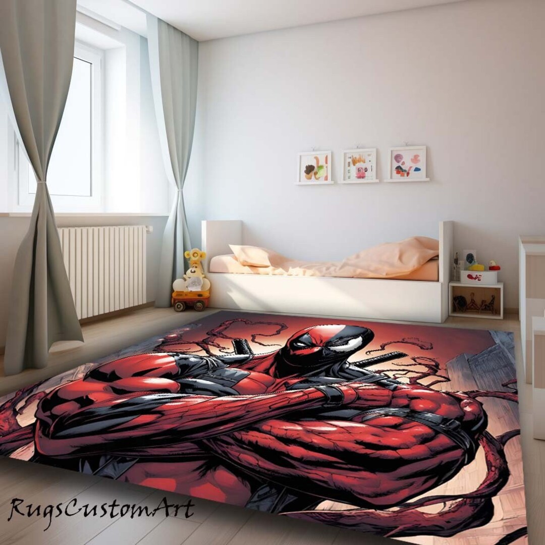 Deadpool Rug, Eco-friendly Rug, Washable Runner, Spiderman Rug, Special ...