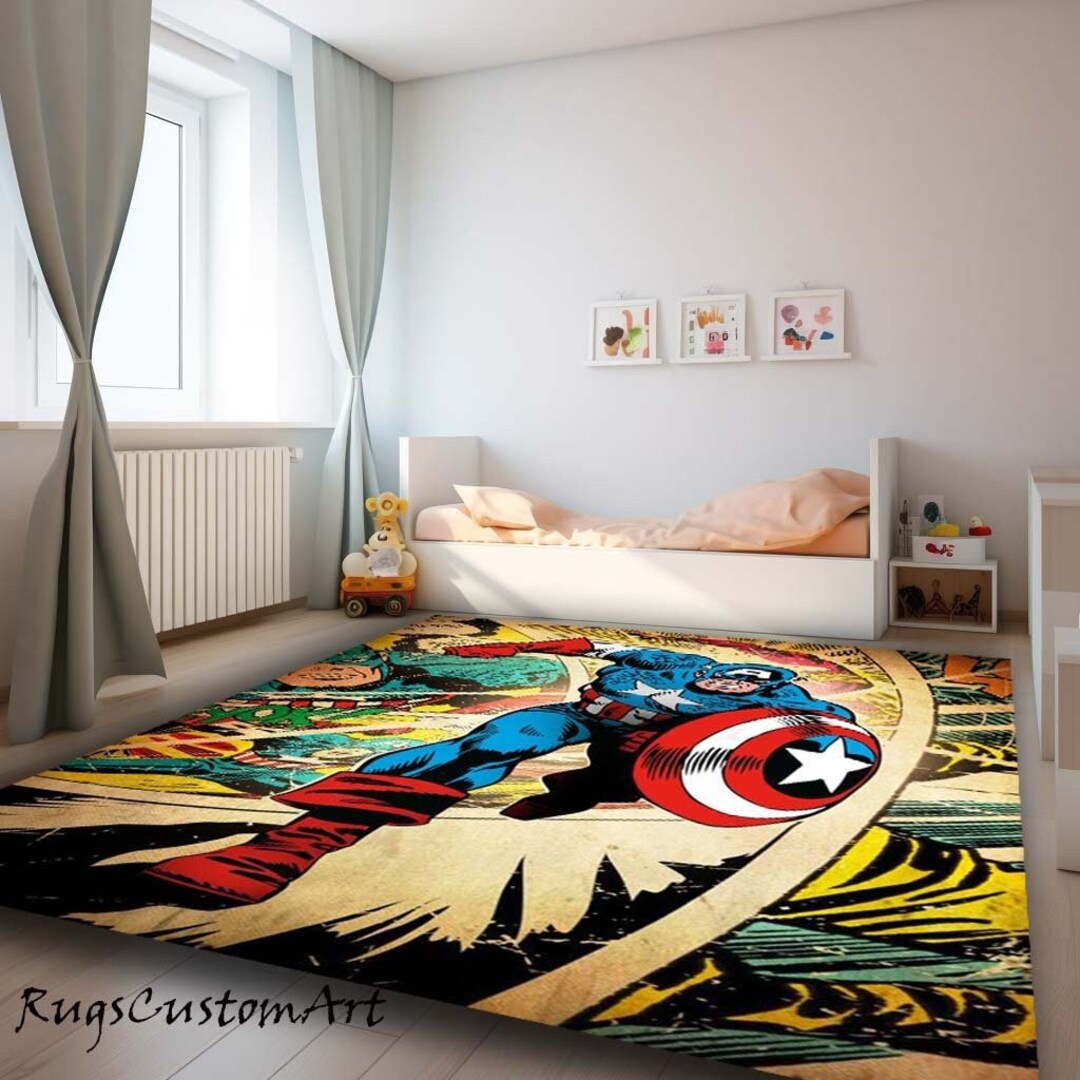 Captain America Rugs, 3D Design Rug, Designer Idea Rug, Nonslip Rug ...
