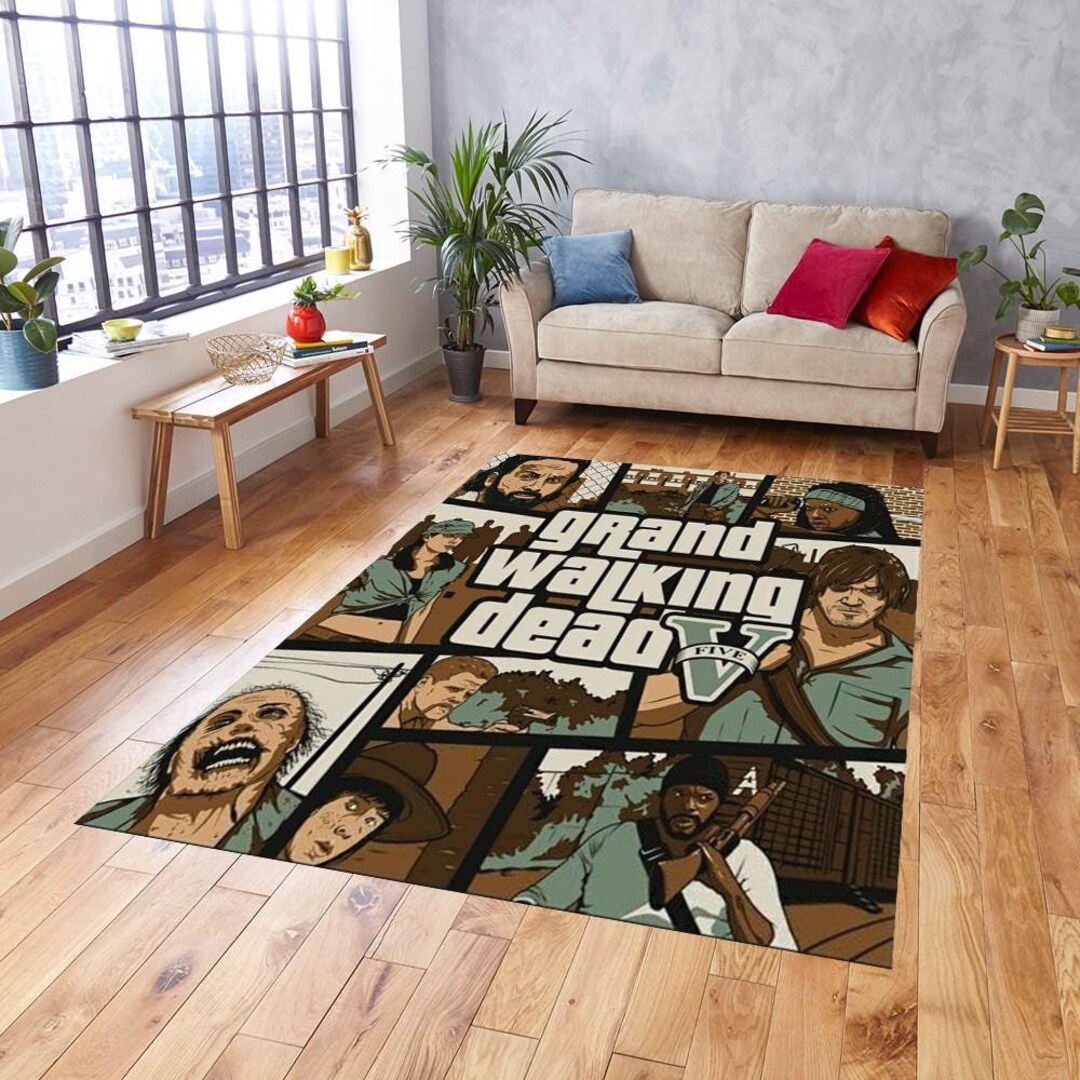 Grand Walking Dead Rug, Walking Dead Rug, Funny Rug, Designer Rug ...