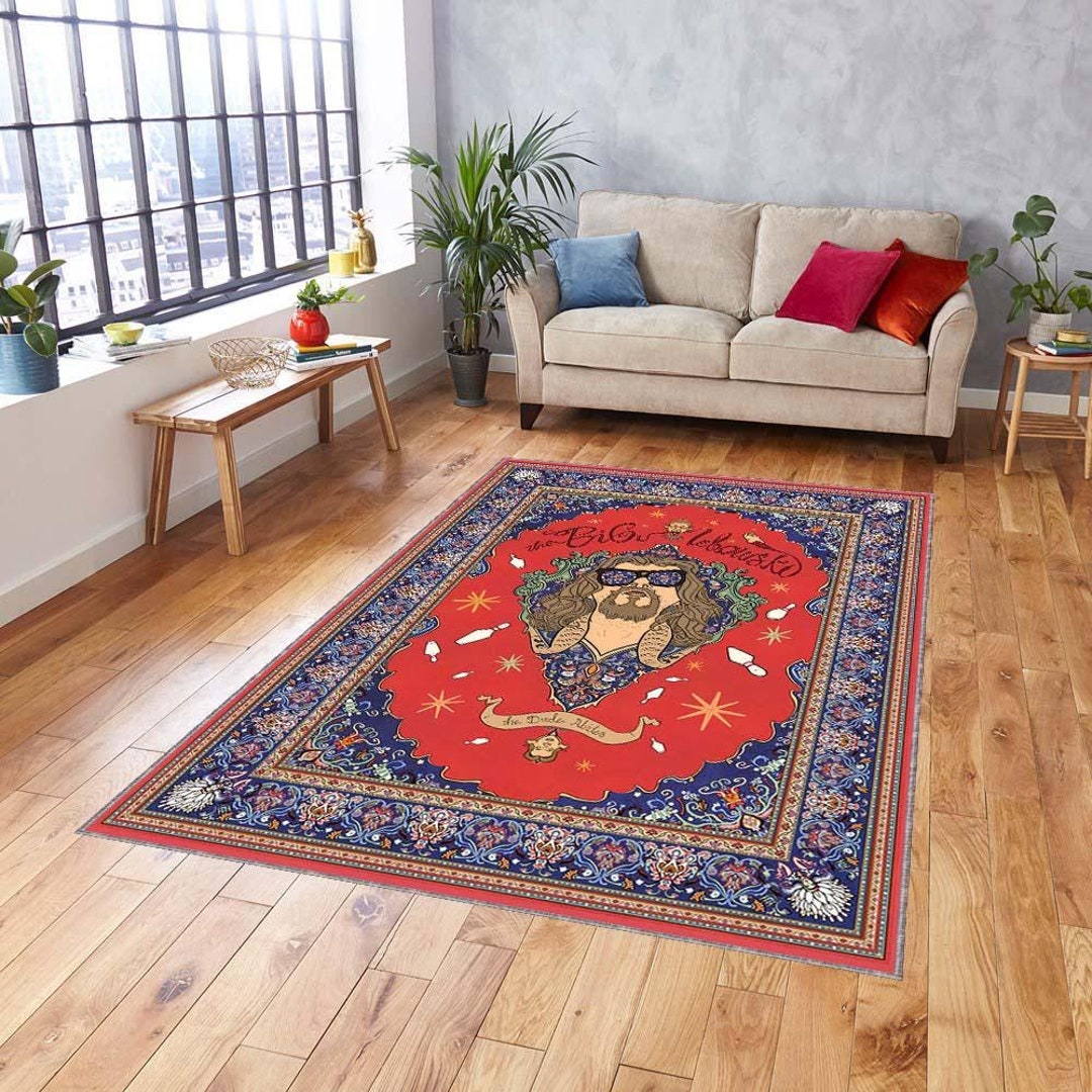 Big Lebowski Rug, Dude Rug, Funny Rug, Red Rug, Classic Rug, Nonslip ...