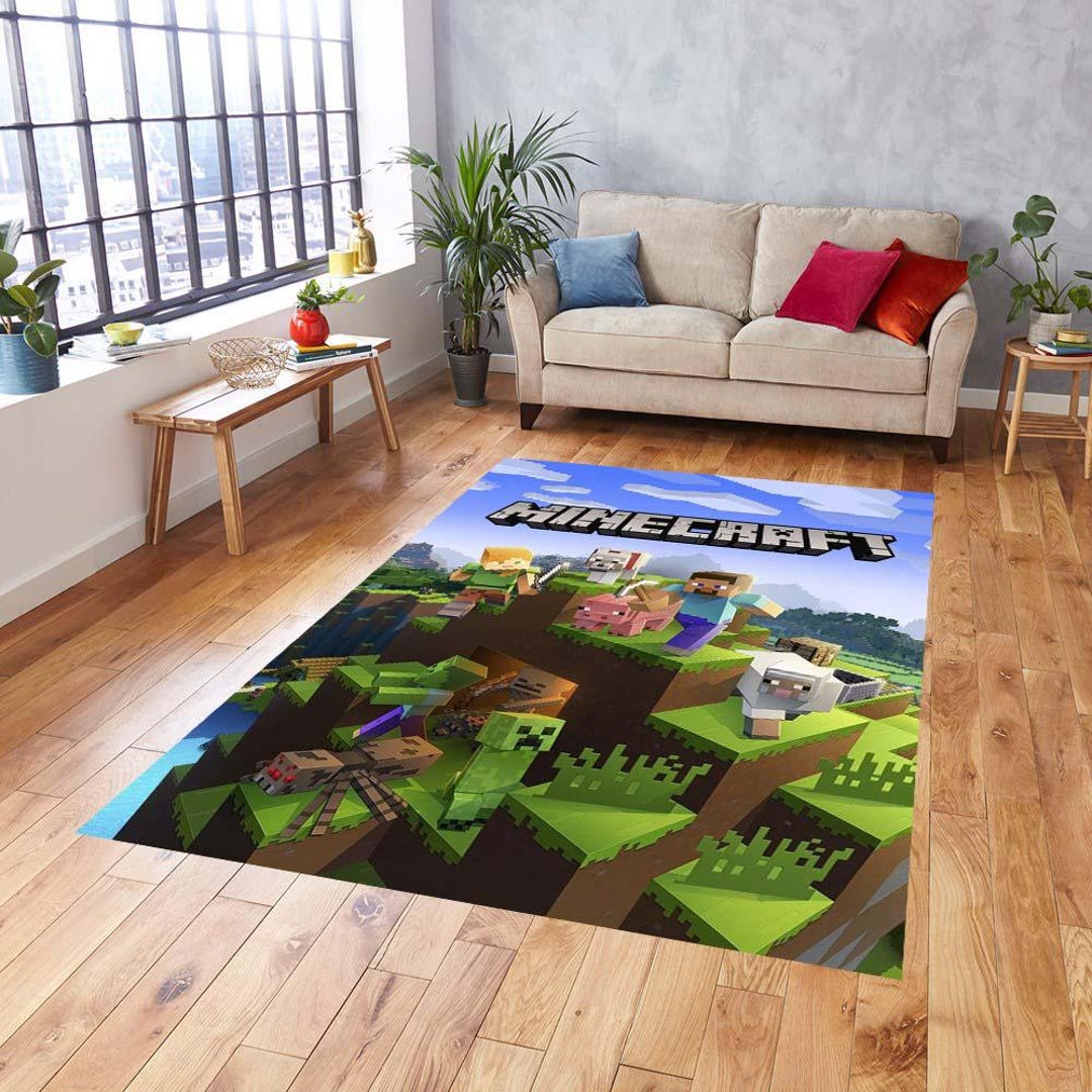 Minecrfat Rug, Creeper Rug, Gaming Room Rug, Gamer Rug, Antislip Rug ...