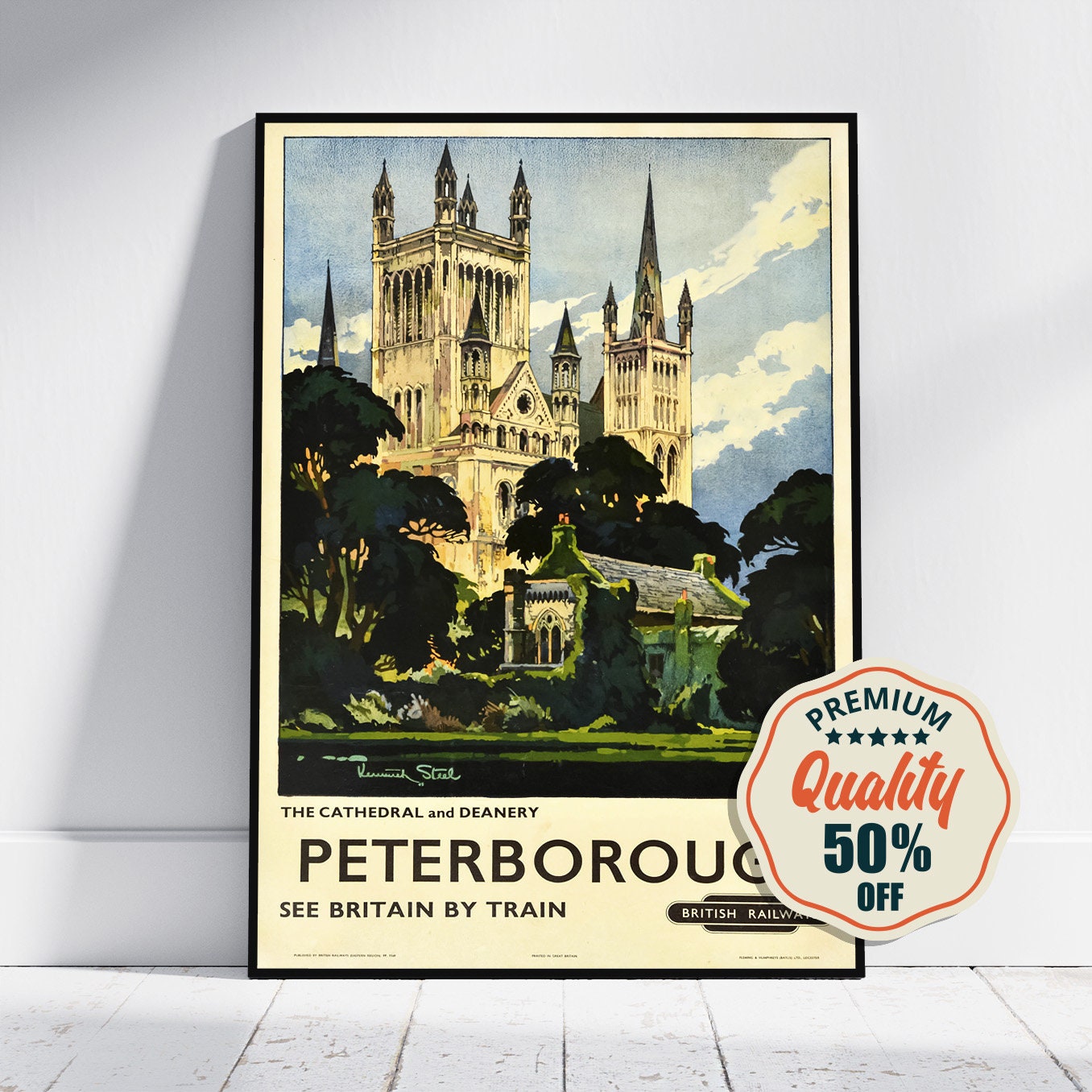 Hi-res Print - A4, A3...20x30 Inch... Train Peterborough Cathedral ...