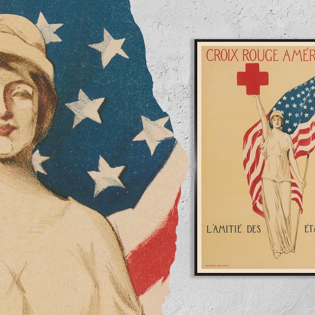 Vintage Fine Art Poster - A4, A3...20x30 Inch... Croix Rouge Americaine ...
