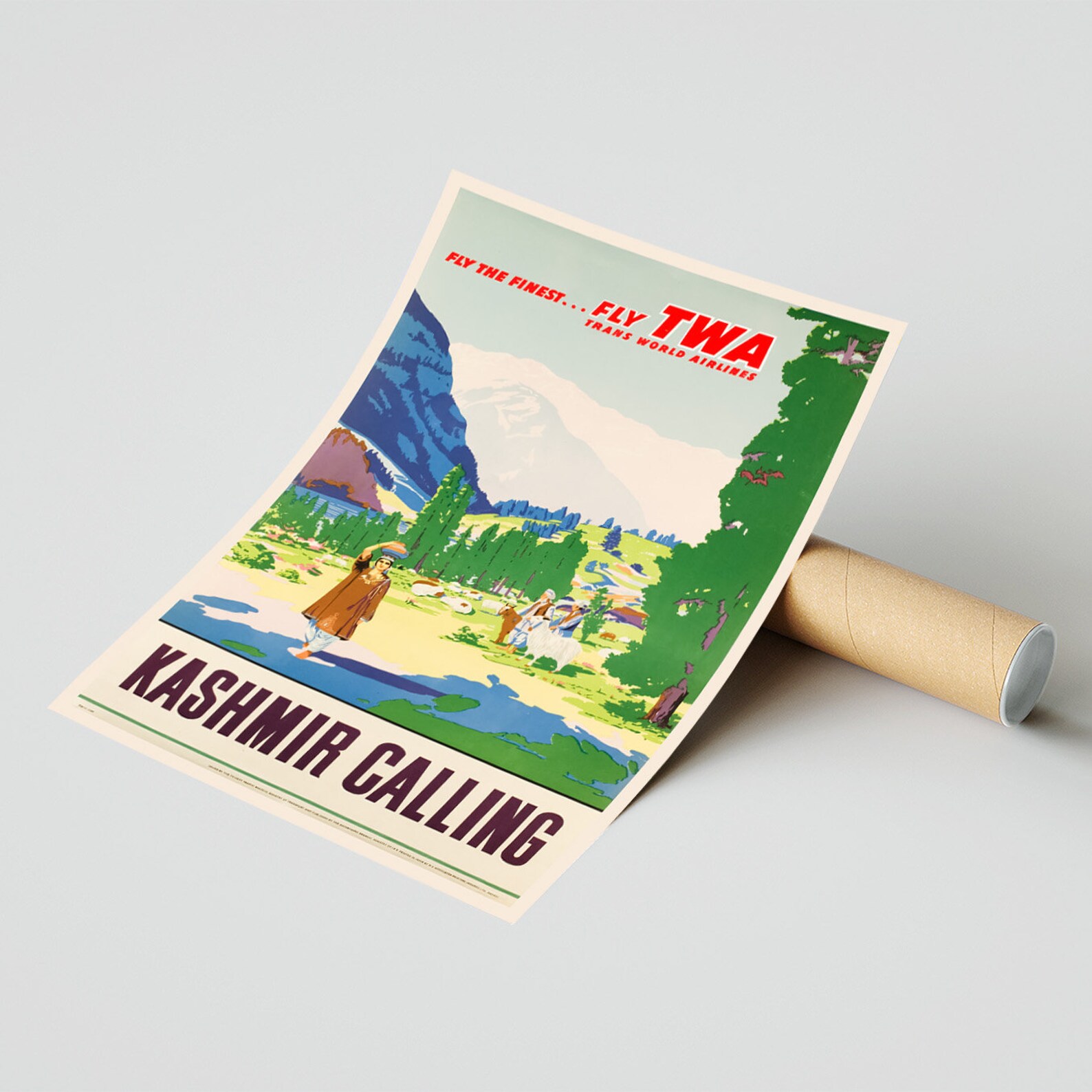 Hi-res Print - A4, A3...20x30 Inch... Fly TWA, Visit Kashmir, Northern ...