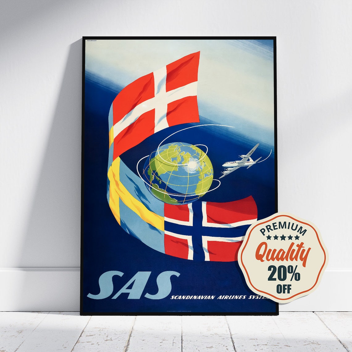 Hi-res Print - A4, A3...20x30 Inch... SAS, Scandinavian Airlines System ...