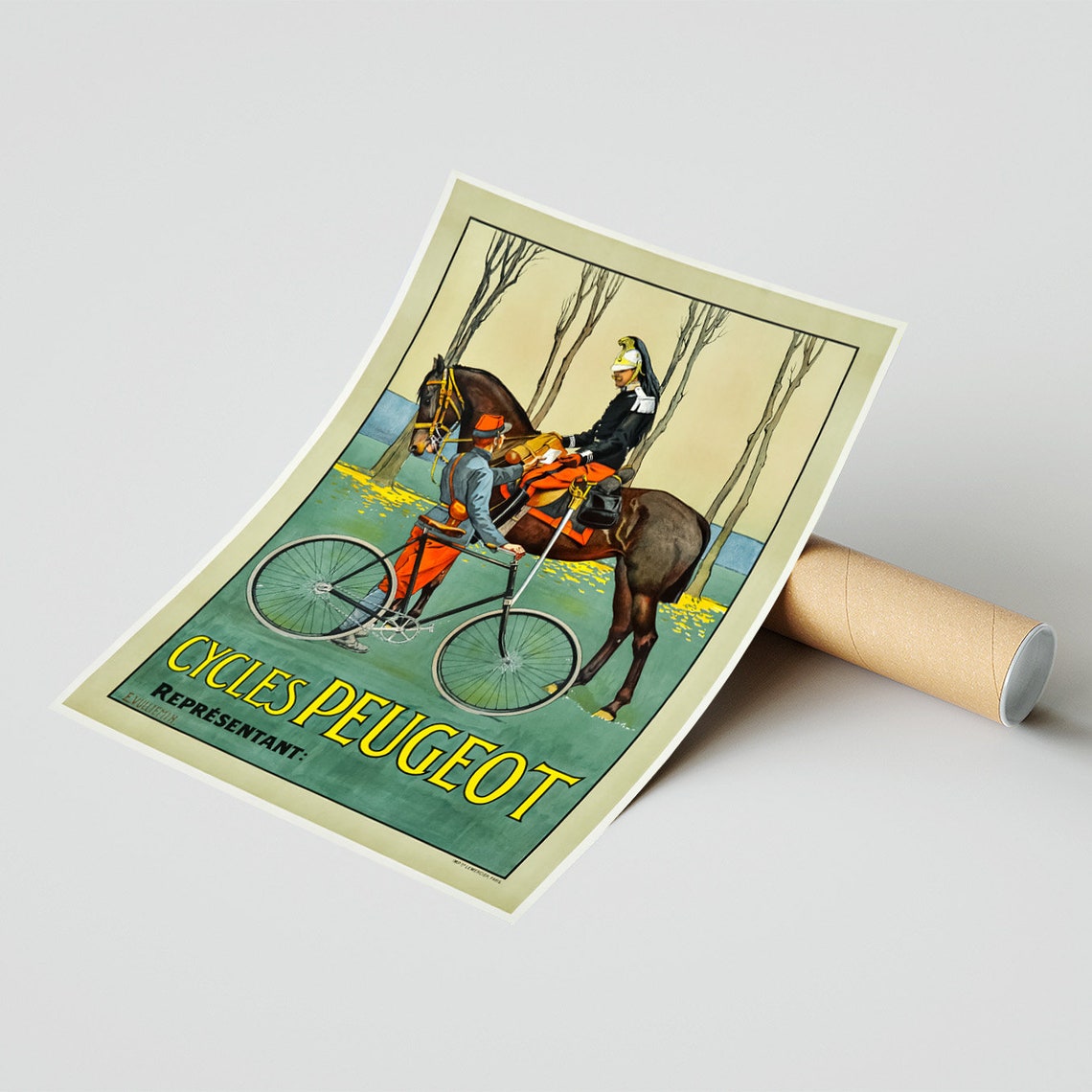 Hi-res Print - A4, A3...20x30 Inch... Cycles Peugeot, Militaire Poste ...
