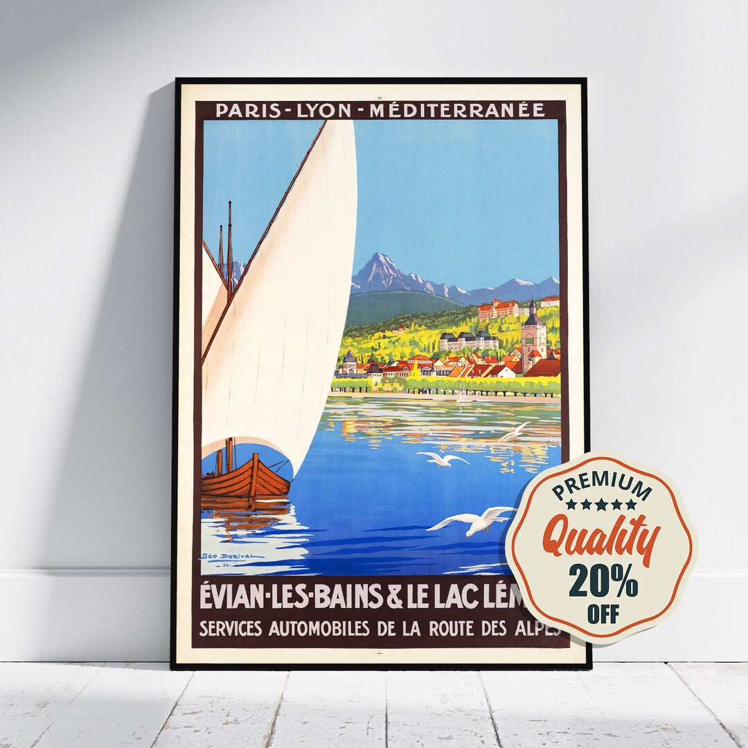 Hi-res Print - A4, A3...20x30 Inch... Évian-les-bains & Le Lac Léman ...
