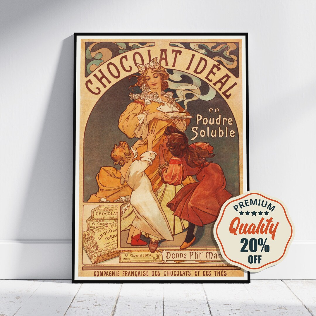 Hi-res Print A4, A3...20x30 Inch... Chocolat Ideal, Alphonse Mucha ...