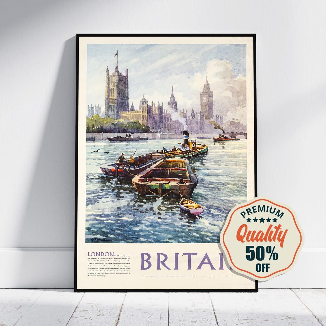 Vintage Fine Art Poster - A4, A1...20x30 Inch... Travel London ...