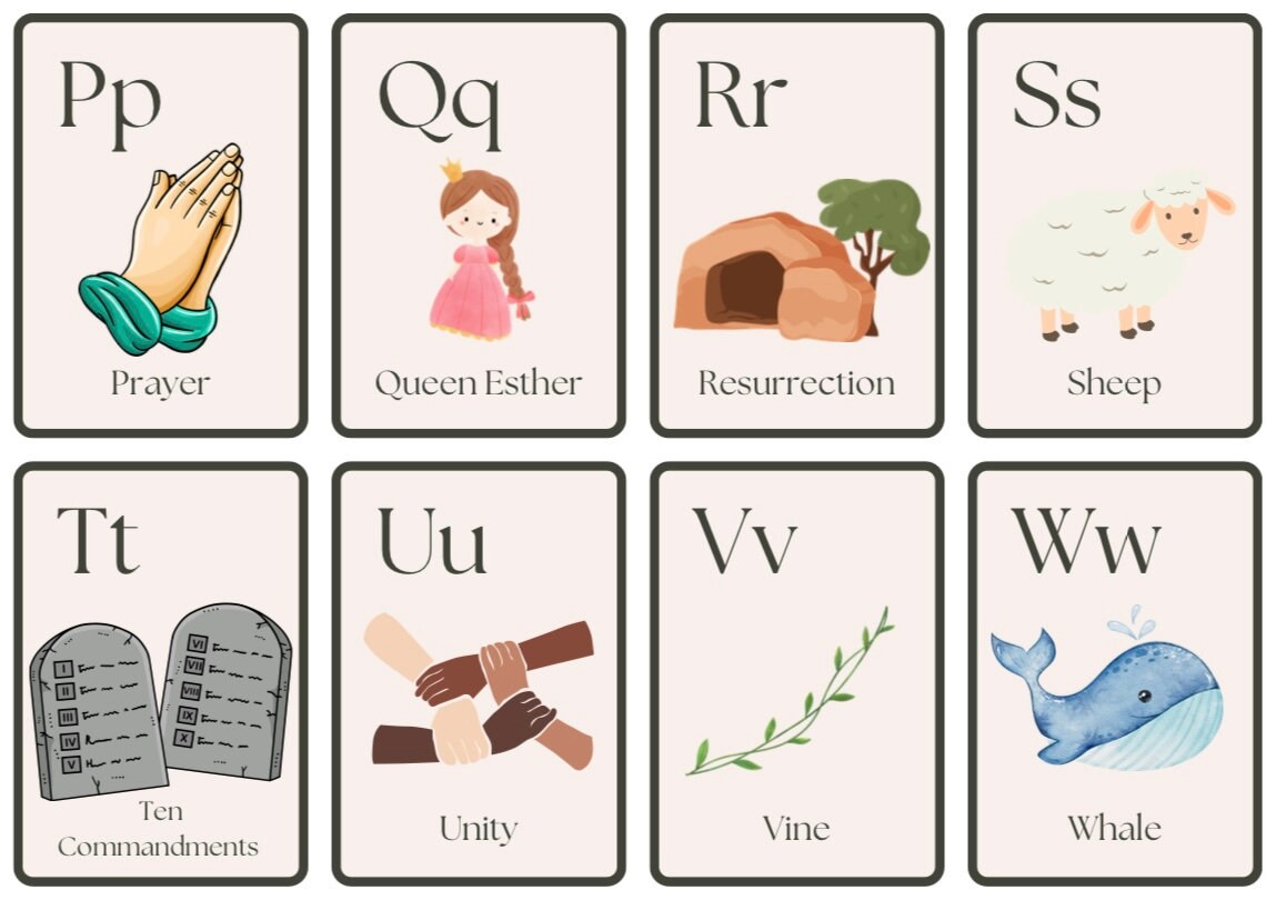 Biblical Based Alphabet Flash Cards - Etsy