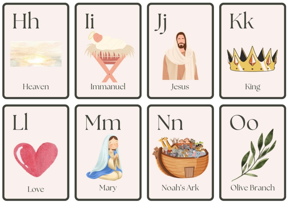 Biblical Based Alphabet Flash Cards - Etsy
