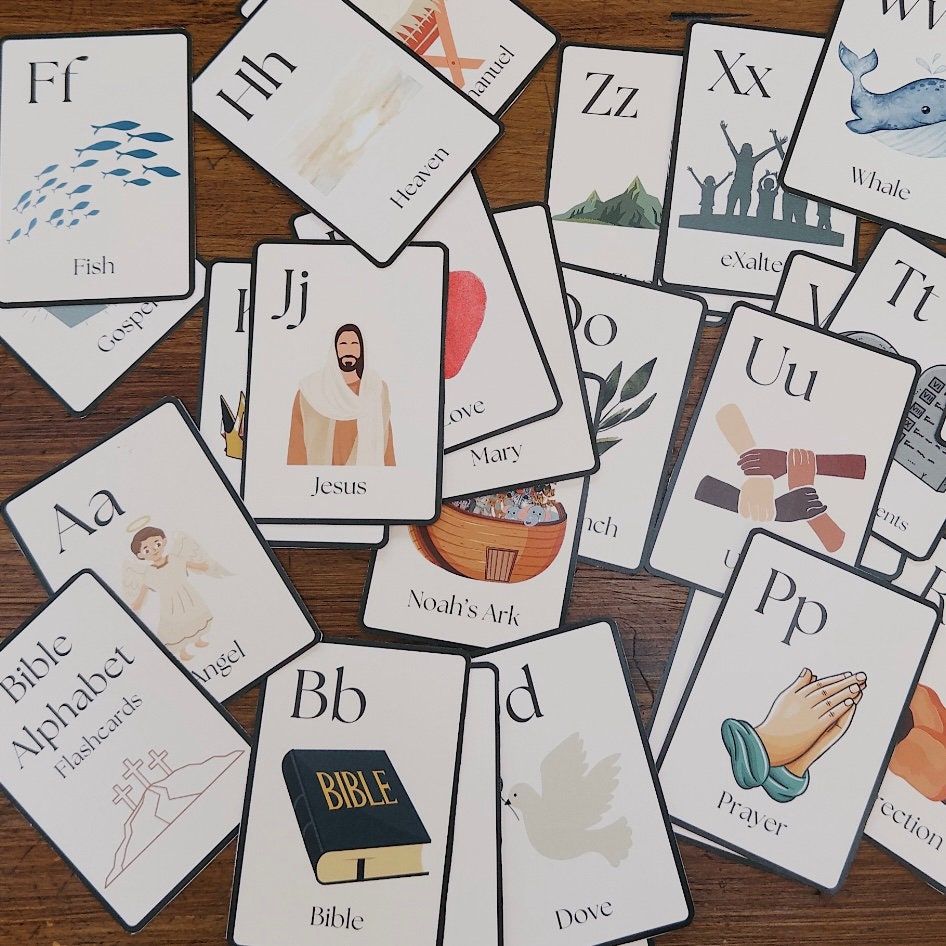 Biblical Based Alphabet Flash Cards - Etsy