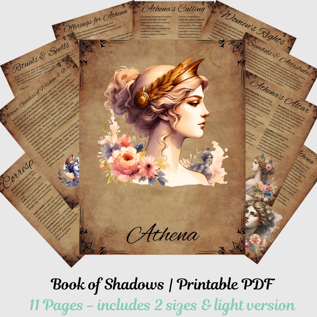 Athena Grimoire - Book of Shadows Printable Pages - Athena Shadow Book ...