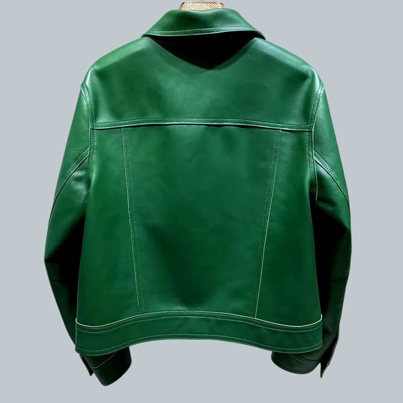 Women's Green Leather Biker Jacket, Custom Fit - Etsy