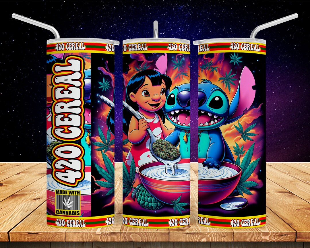 420 Cereal Cartoon Duo, Funny 20oz Weed Tumbler Wrap, Stitch Tumbler ...