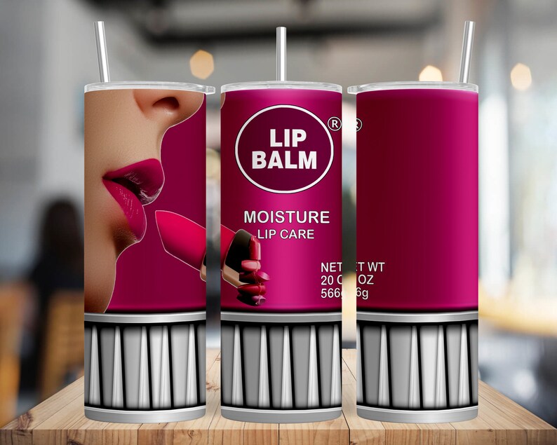 Lip Balm 20oz Tumbler Wrap, Funny Custom Lip Balm Personalized Tumbler ...