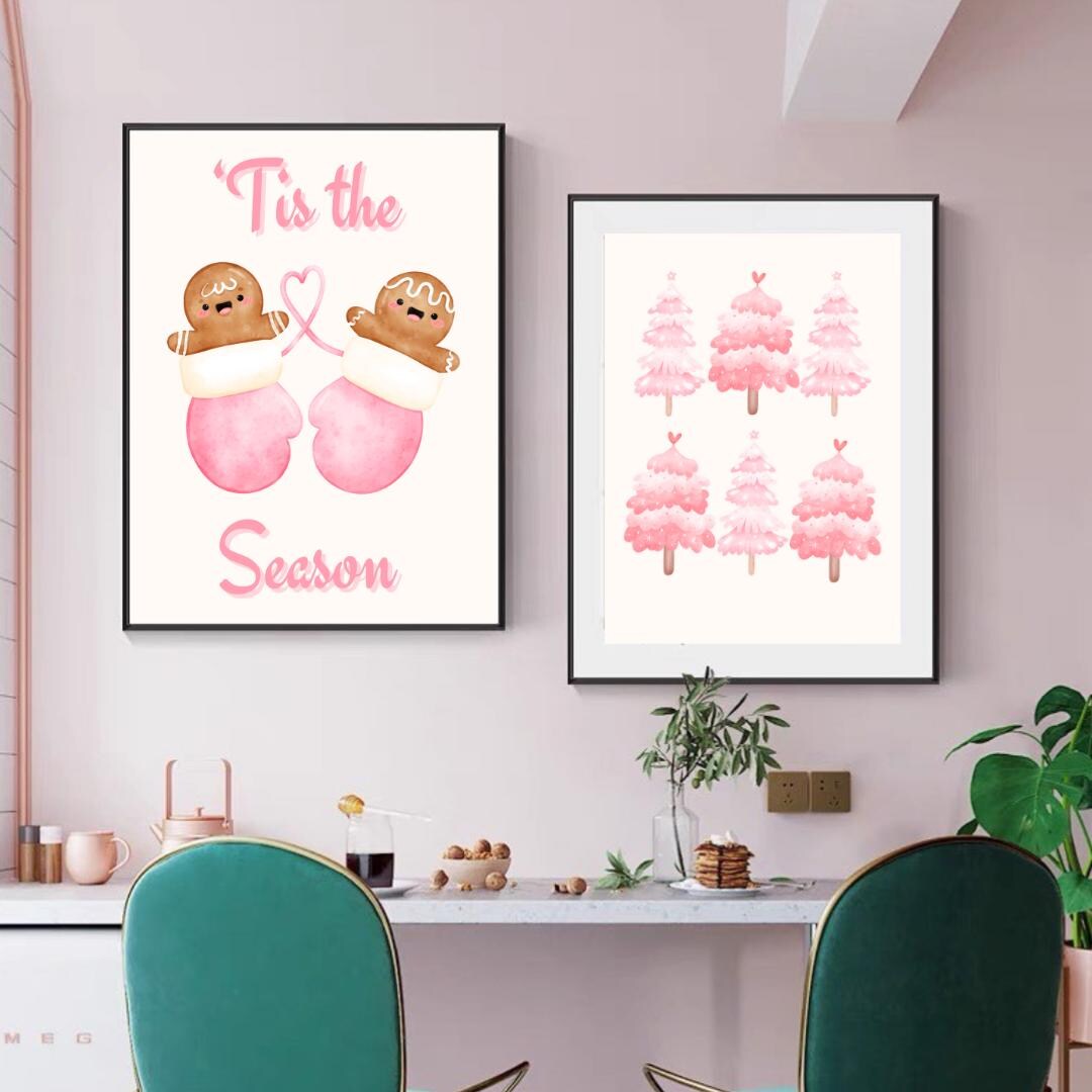 Tis the Season Cute Pink Poster Set Coquette Posters for Home Girly ...