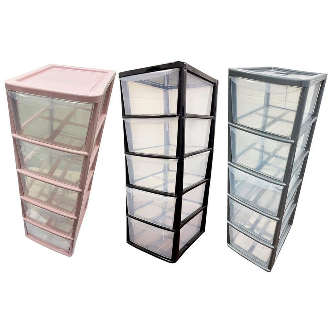 5 Plastic Storage Drawers Large Tall Tower Units for Home & Office - Etsy