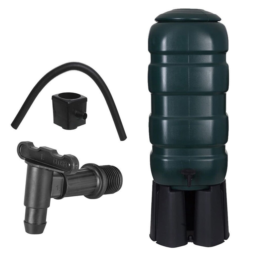100L Slimline Garden Water Butt Set Including Tap With Stand and Filler ...