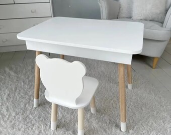 Children's Table and Chair Set With Drawer for Pencils and Coloring ...