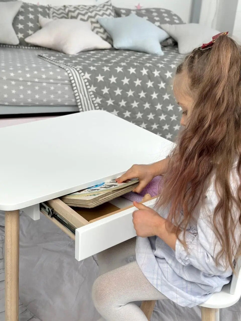Children's Table and Chair Set With Drawer for Pencils and Coloring ...