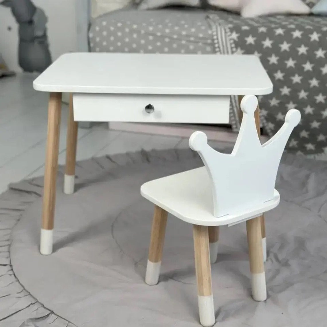Children's Table and Chair Set With Drawer for Pencils and Coloring ...