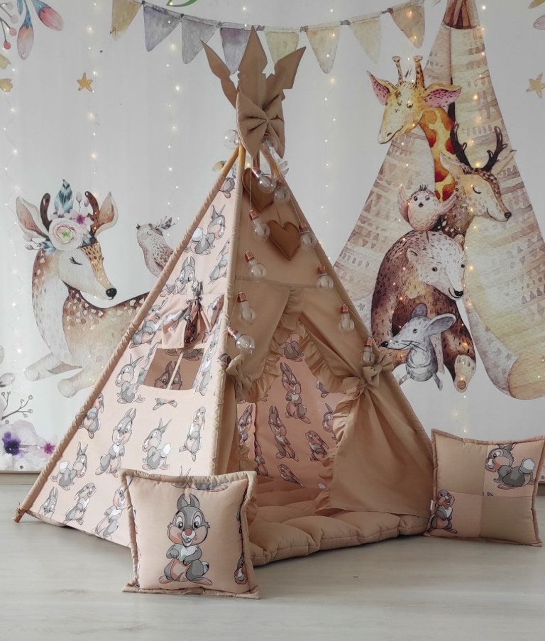 Kids Teepee Tent, Personalized Indoor, Outdoor Playhouse, Play Tent for ...