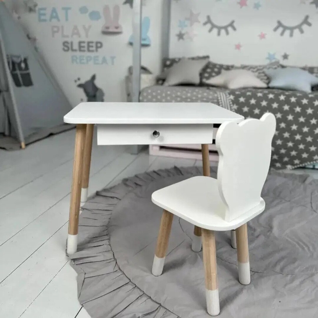Children's Table and Chair Set With Drawer for Pencils and Coloring ...