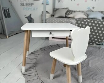 Children's Table and Chair Set With Drawer for Pencils and Coloring ...