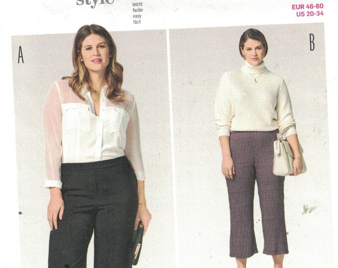 Misses Sewing Pattern Burda 6492 Womens Wide Leg or Cropped Pants Plus ...