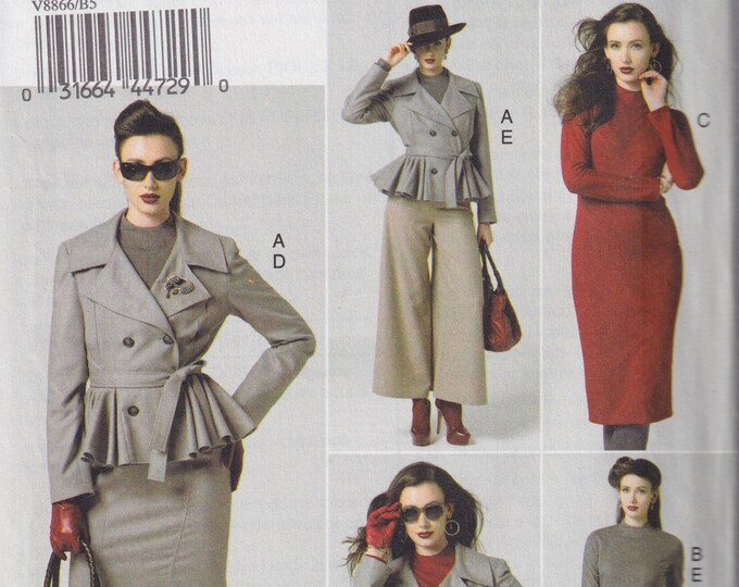 Misses Sewing Pattern Pattern Vogue Designer V8866 8866 Peplum Jacket ...