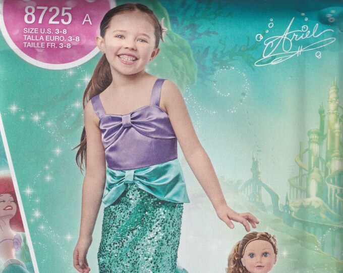 Girls Costume Sewing Pattern Simplicity 8725 Ariel Mermaid Halloween ...