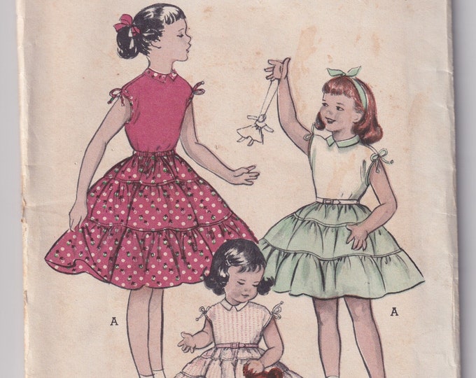 1950s Vintage Girls Sewing Pattern Butterick 6826 Girls Tiered Skirt ...