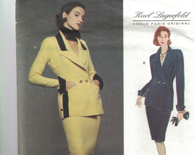 Vintage 1990s Sewing Pattern Vogue 1297 Misses Karl Lagerfeld Paris ...