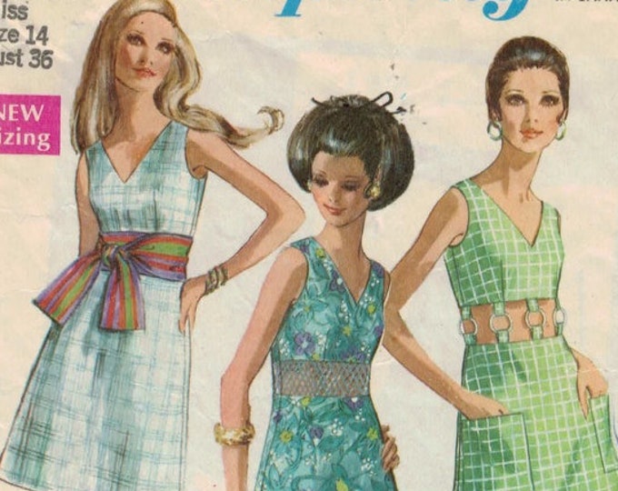 1960s Vintage Sewing Pattern Simplicity 8141 Misses A Line Mod Midriff ...