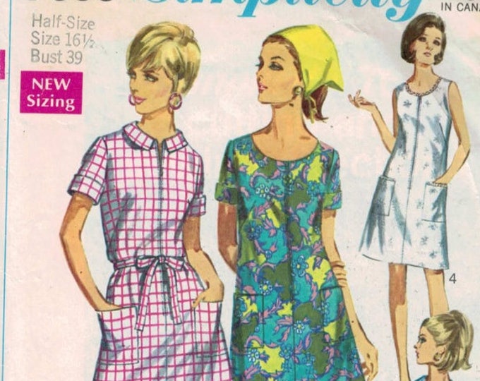 1960s Vintage Sewing Pattern Simplicity 7655 Womens Zipper Front A Line ...