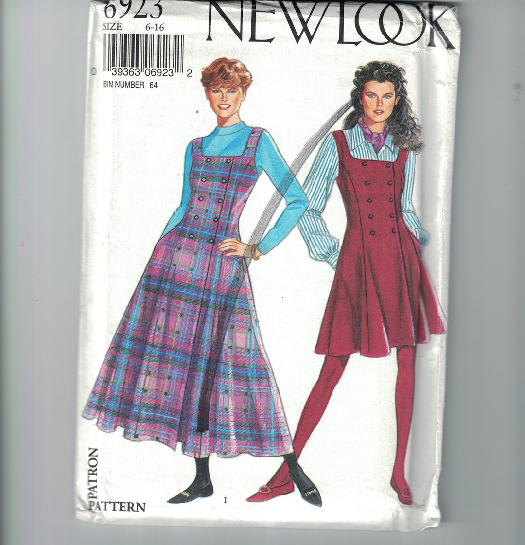 1990s Sewing Pattern New Look 6923 Misses Princess Seam Jumper Dress ...