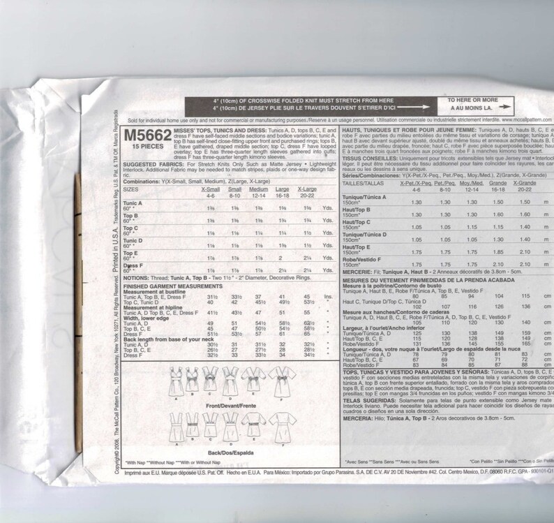 1990s Misses Sewing Pattern Mccalls M5662 5662 Misses Tops - Etsy