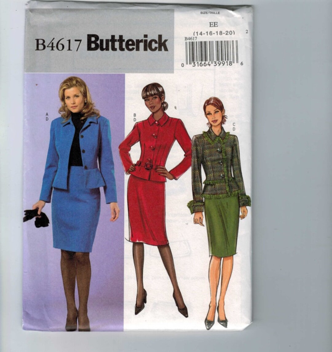 Misses Sewing Pattern Butterick B4617 4617 Jacket Belt Skirt Suit Size ...