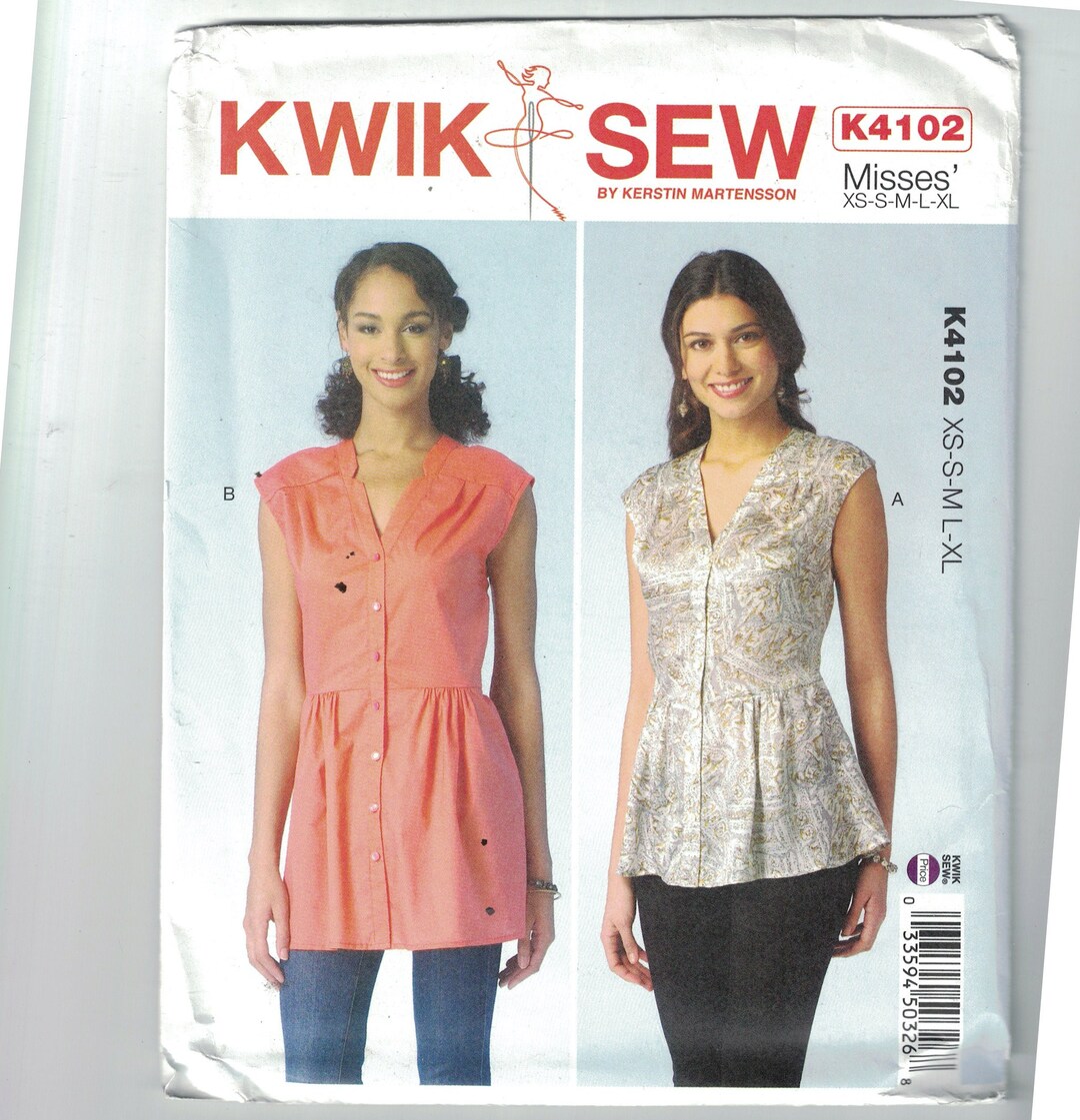 Misses Sewing Pattern Kwik Sew K4108 4108 Misses Button Front Peplum ...