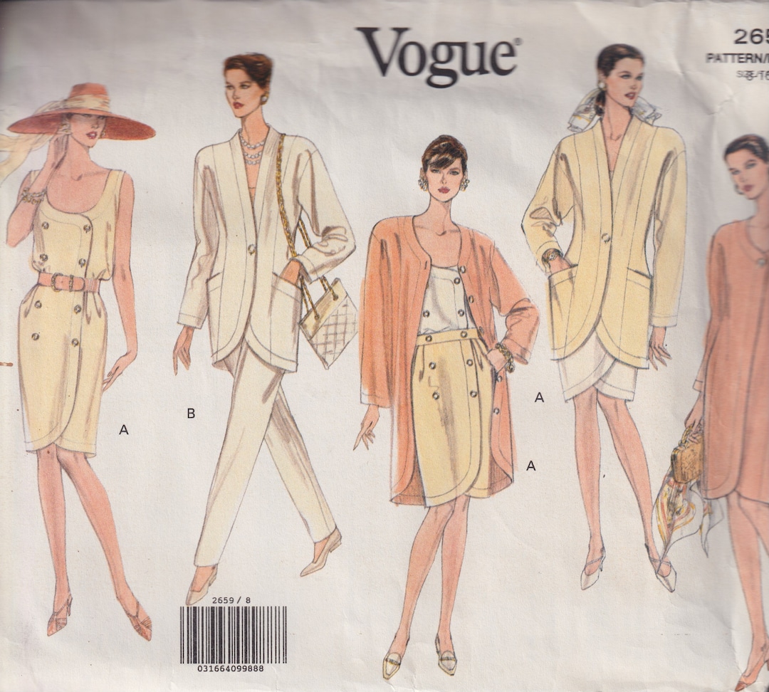 Vintage 1990s Sewing Pattern Vogue 2659 Misses and Petite Sleeveless ...