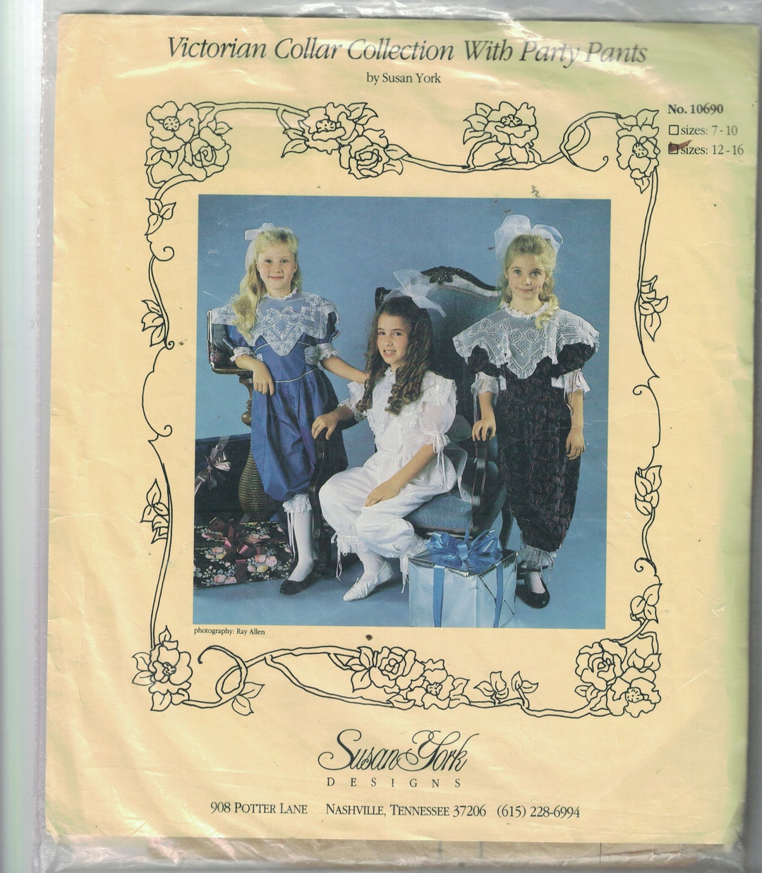 Girls Sewing Pattern Susan York Designs 10690 Victorian Collar With ...