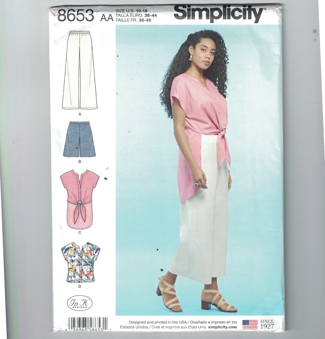 Misses Sewing Pattern Simplicity 8653 Pull on Wide Leg Pants Shorts ...