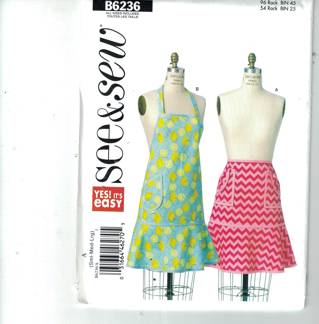 Misses Sewing Pattern See and Sew B6236 6236 Misses Easy Apron Full ...