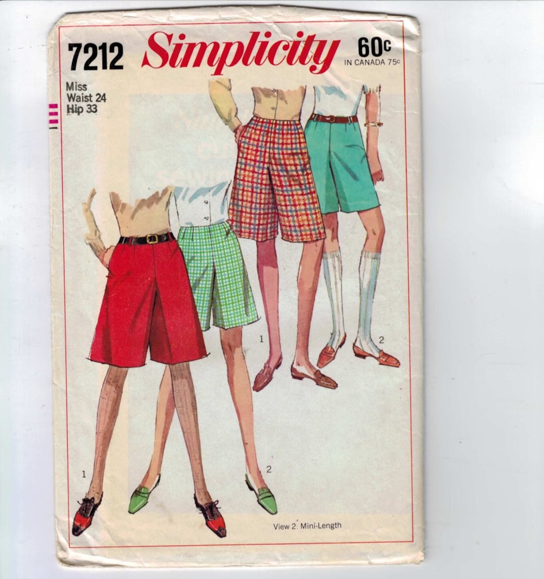 1960s Vintage Sewing Pattern Simplicity 7212 Misses Culottes Shorts ...