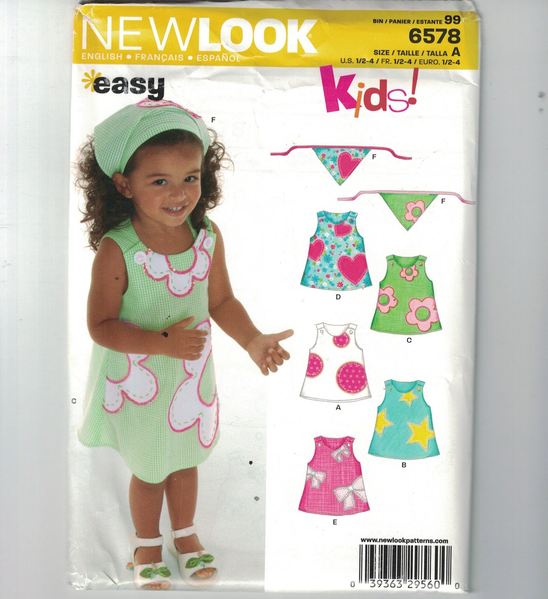 Kids Sewing Pattern New Look 6578 Girls Easy A Line Dress Jumper ...