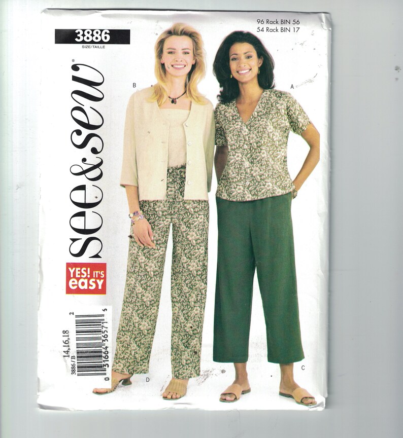Misses Sewing Pattern See and Sew 3886 Easy Jacket and Pants - Etsy