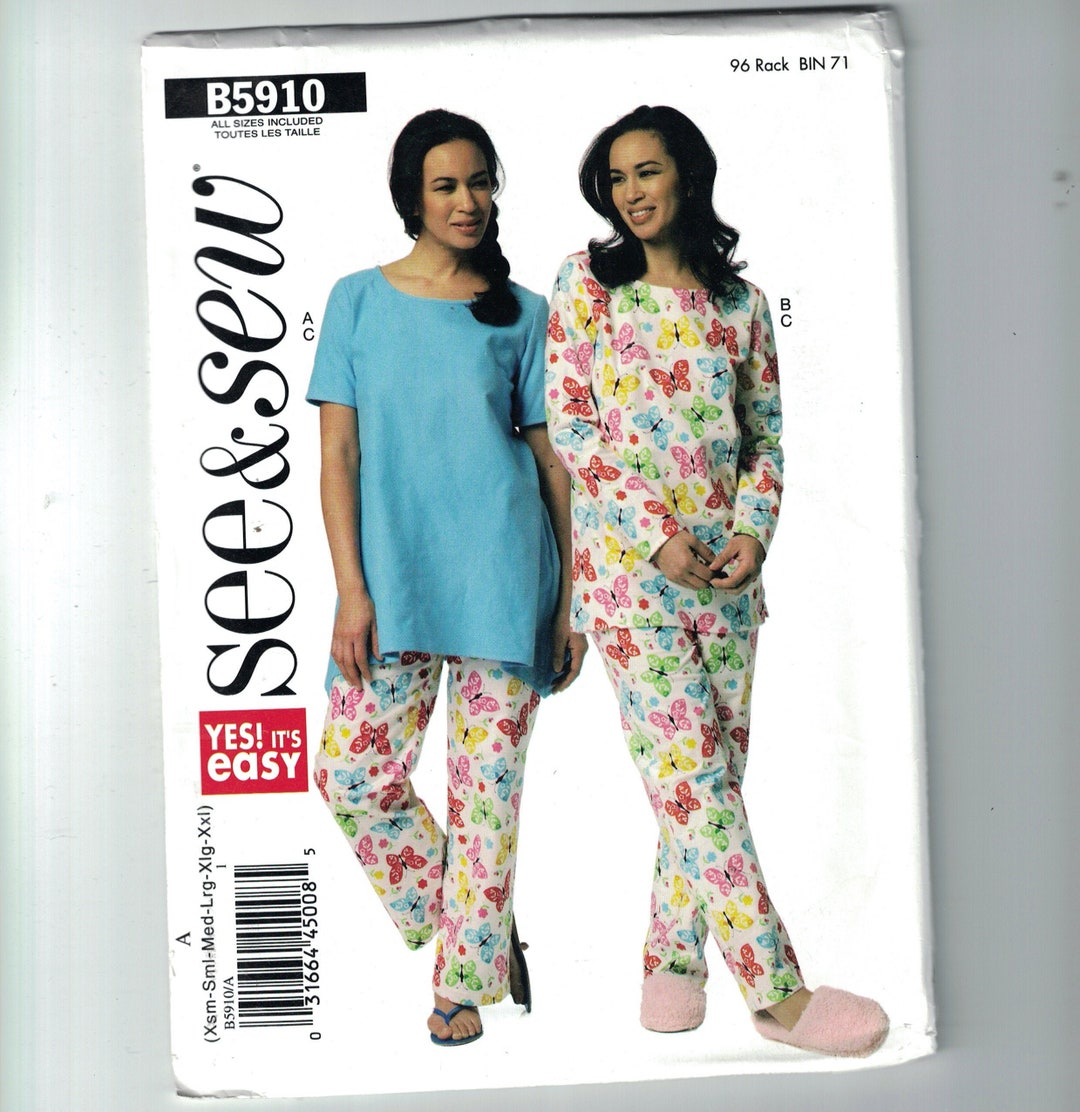 Misses Sewing Pattern See and Sew B5910 5910 Easy Pajama Top and Pants ...