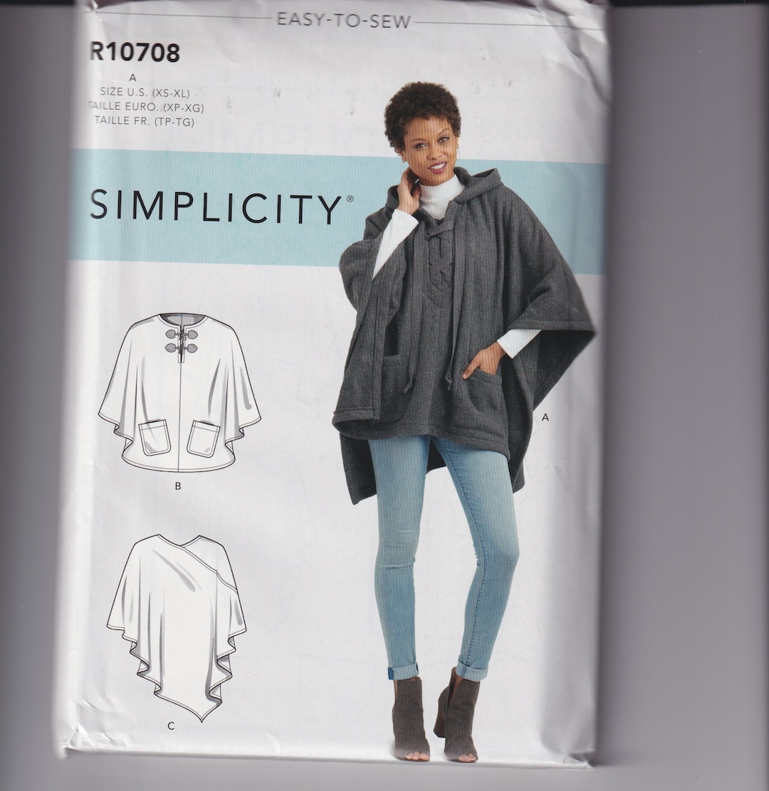 Misses Sewing Pattern Simplicity 8517 R10708 Set of Ponchos Size XS S M ...